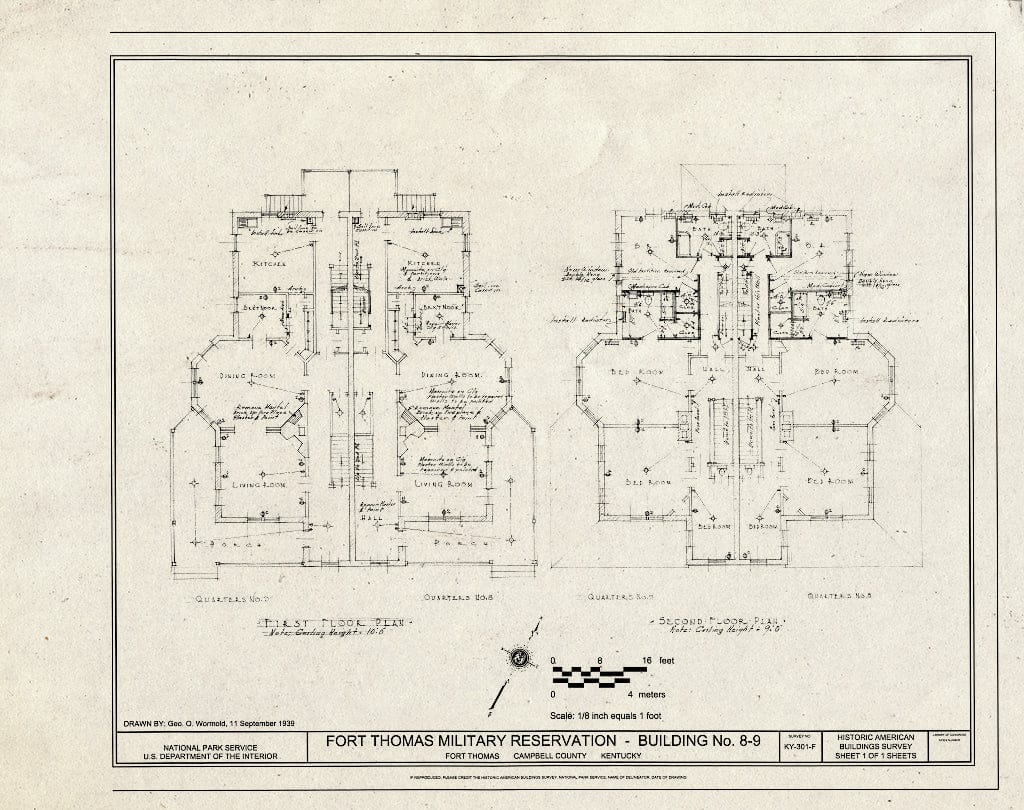Blueprint First & Second Floor Plans - Fort Thomas Military Reservatio ...