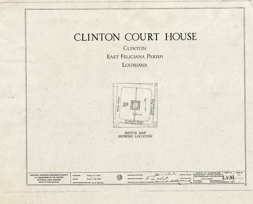 Blueprint HABS LA,19-Clint,1- (Sheet 0 of 14) - Clinton Courthouse, Sa ...
