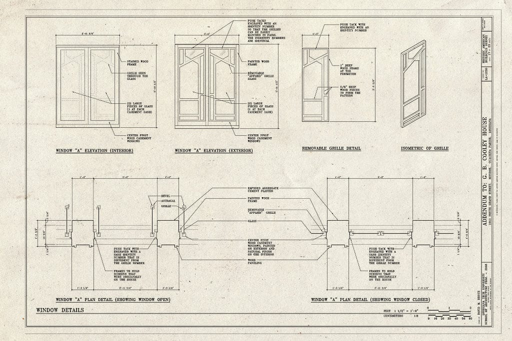 Blueprint Window Details - G. B. Cooley House, 1011 South Grand Street ...