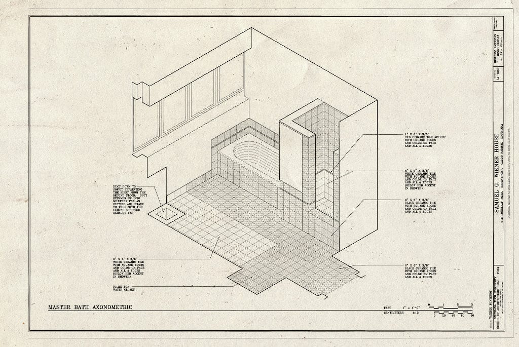 Blueprint Master Bath Axonometric - Samuel G. Wiener House, 615 Longle ...