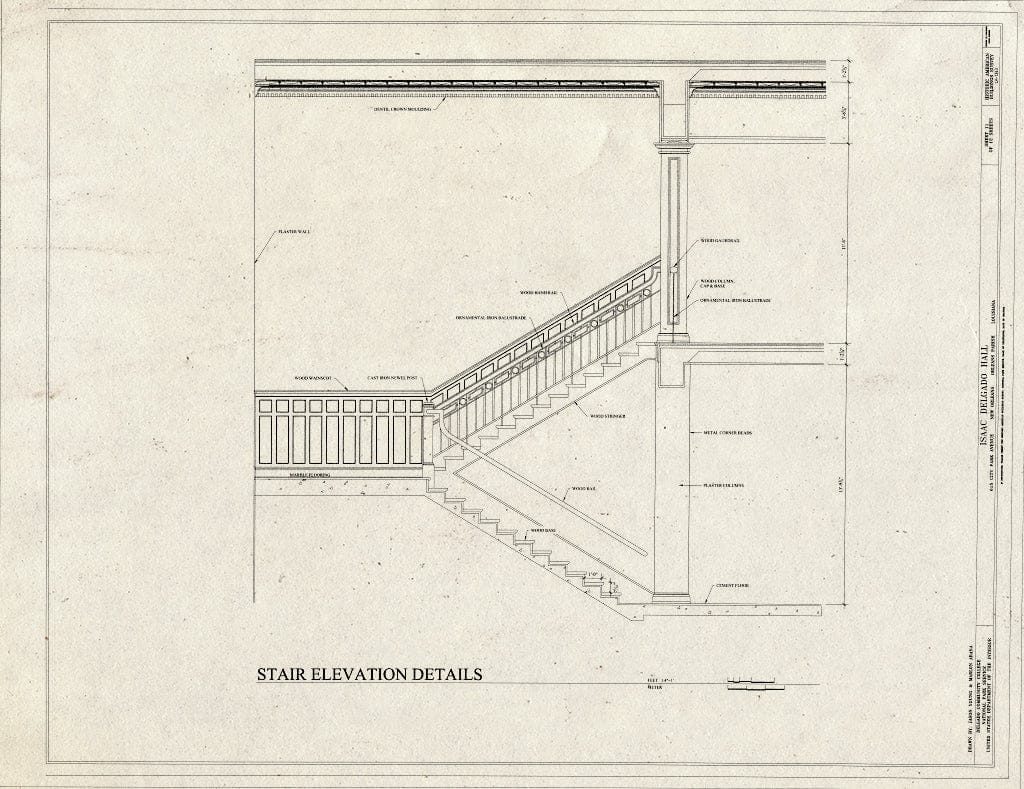 Blueprint Stair Elevation Details - Isaac Delgado Hall, Delgado Commun ...