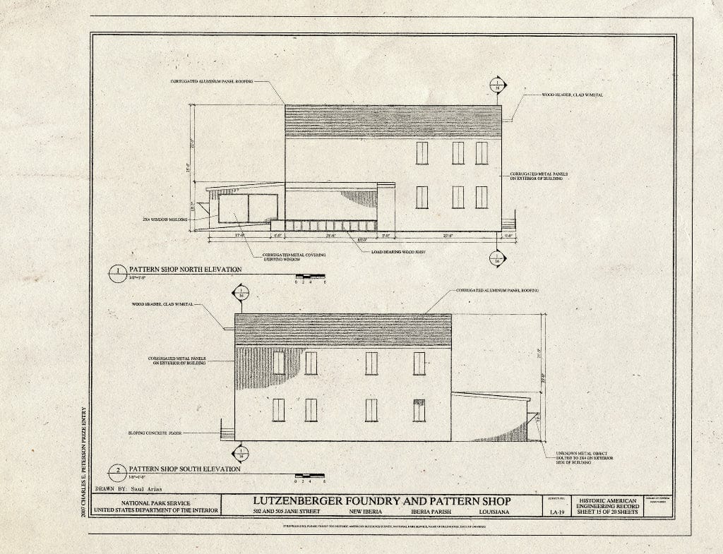 Blueprint Pattern Shop North & South Elevations - Lutzenberger Foundry ...