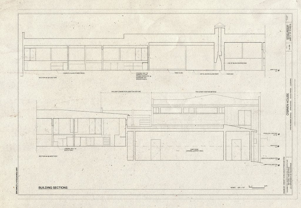 Blueprint Building Sections - O'Brien House, 4740 Richmond Avenue, Shr ...