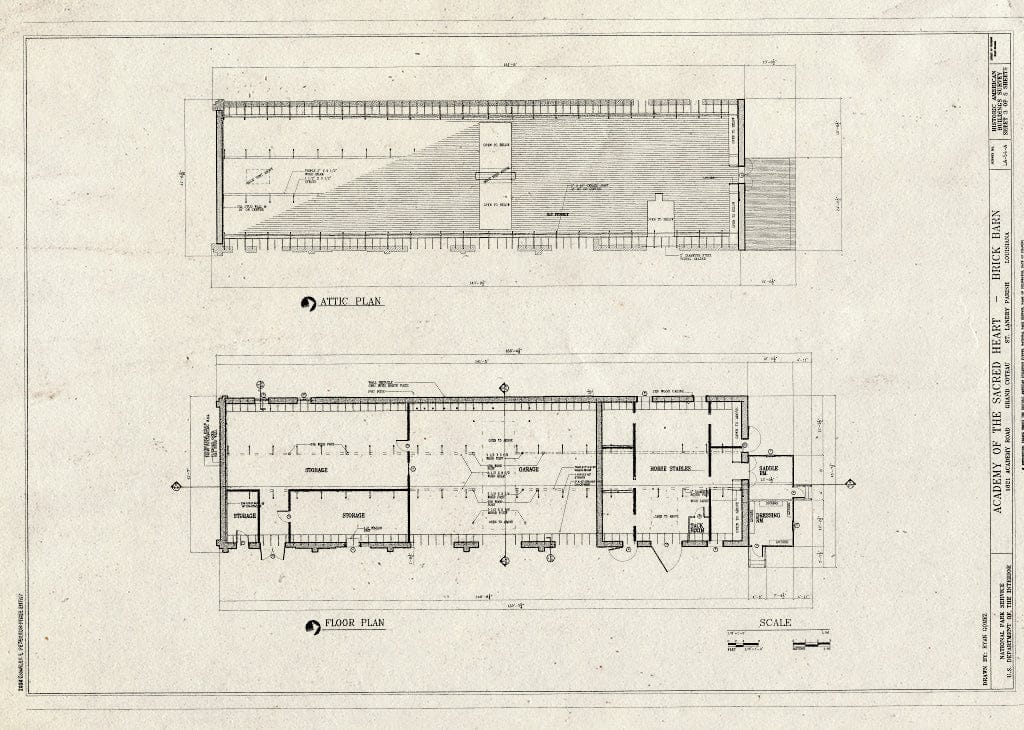 Blueprint Floor & attic Plans - Convent of The Sacred Heart, Brick Bar ...