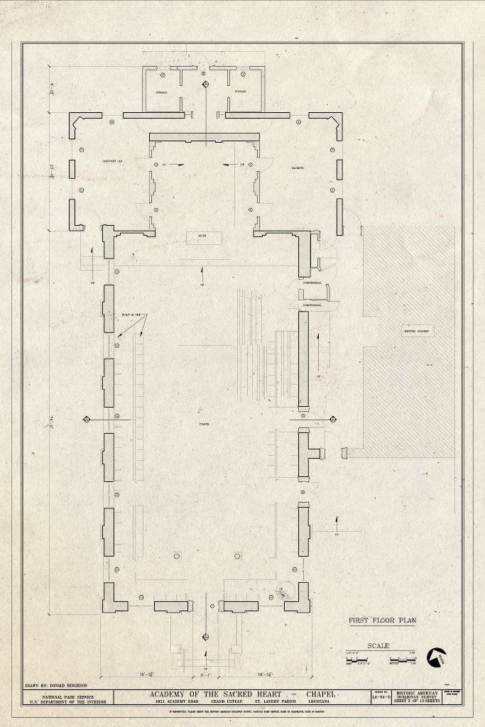 Blueprint First Floor Plan - Convent of The Sacred Heart, Chapel, 1821 ...