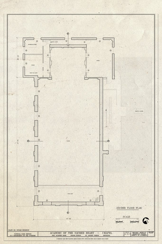 Blueprint Second Floor Plan - Convent of The Sacred Heart, Chapel, 182 ...