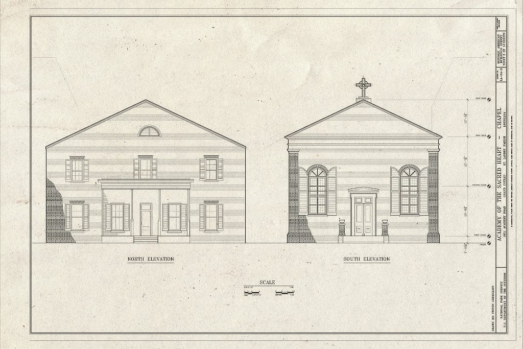 Blueprint North & South Elevations - Convent of The Sacred Heart, Chap ...