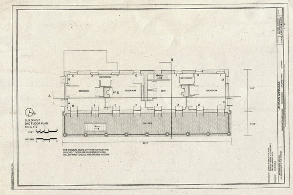 Blueprint Second Floor Plan - Jackson Barracks, Officers Quarters, 640 ...