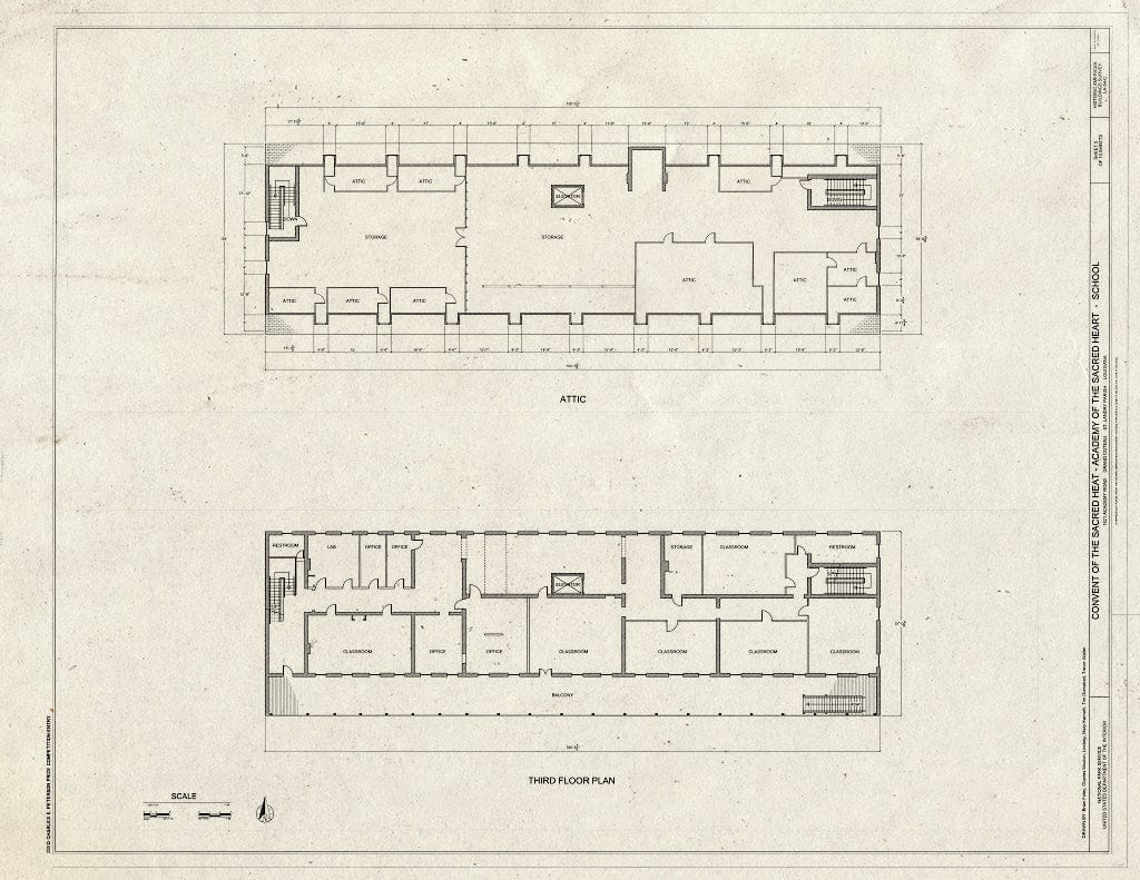 Blueprint Third Floor Plan - Convent of The Sacred Heart, School, 1821 ...