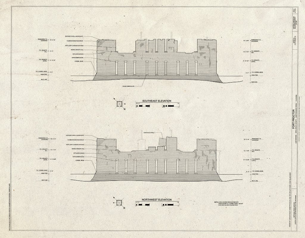Blueprint Southeast & Northwest Elevations - Fort Proctor, Lake Borgne ...