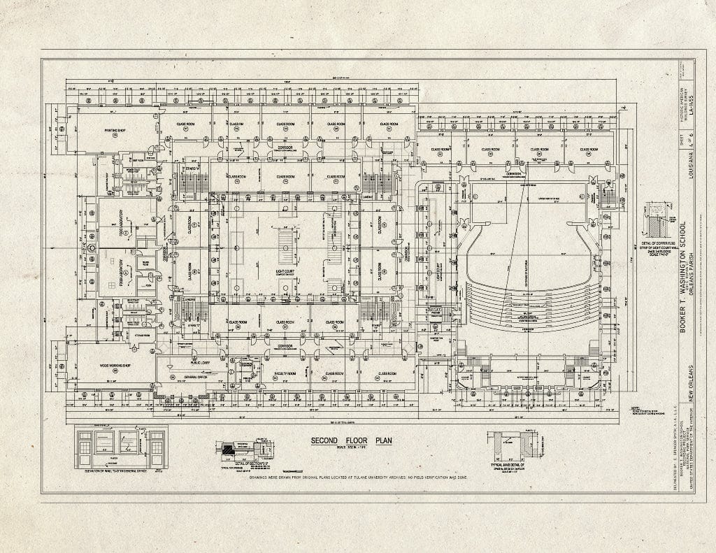 Blueprint Second Floor Plan - Booker T. Washington High School, 1201 S ...
