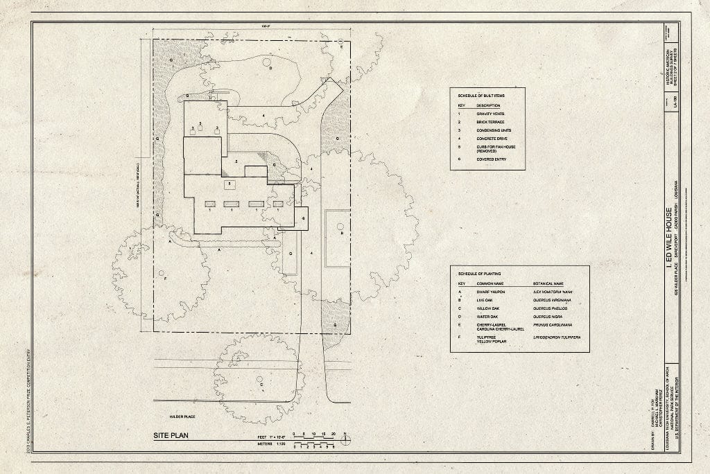 Blueprint Site Plan Including Landscape Details - I. Ed Wile House, 62 ...