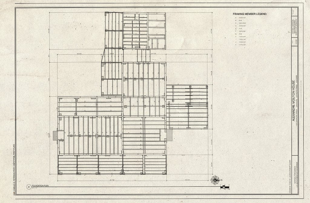 Blueprint Foundation Plan - Alexandre Mouton House, 1122 Lafayette Str ...