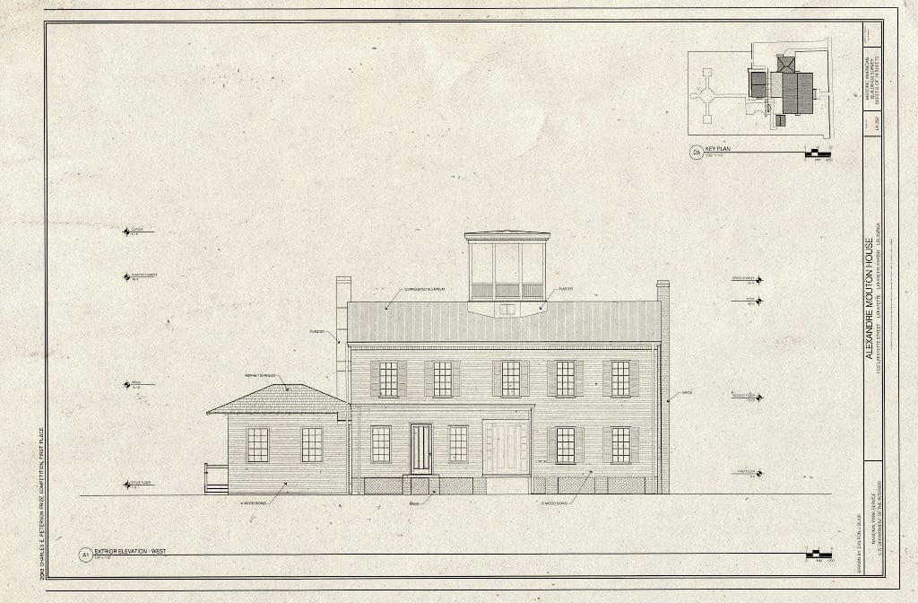 Blueprint West Elevation - Alexandre Mouton House, 1122 Lafayette Stre ...