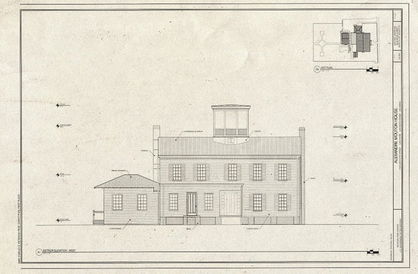 Blueprint West Elevation - Alexandre Mouton House, 1122 Lafayette Stre ...