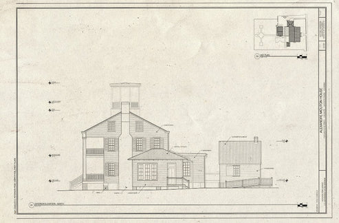 Blueprint North Elevation - Alexandre Mouton House, 1122 Lafayette Str ...
