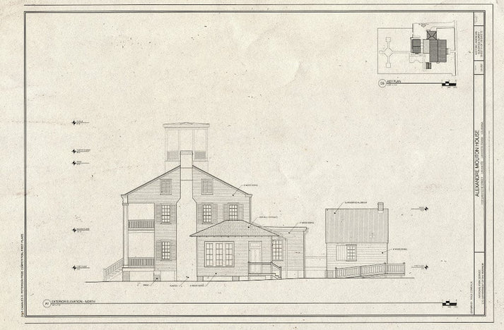 Blueprint North Elevation - Alexandre Mouton House, 1122 Lafayette Str ...