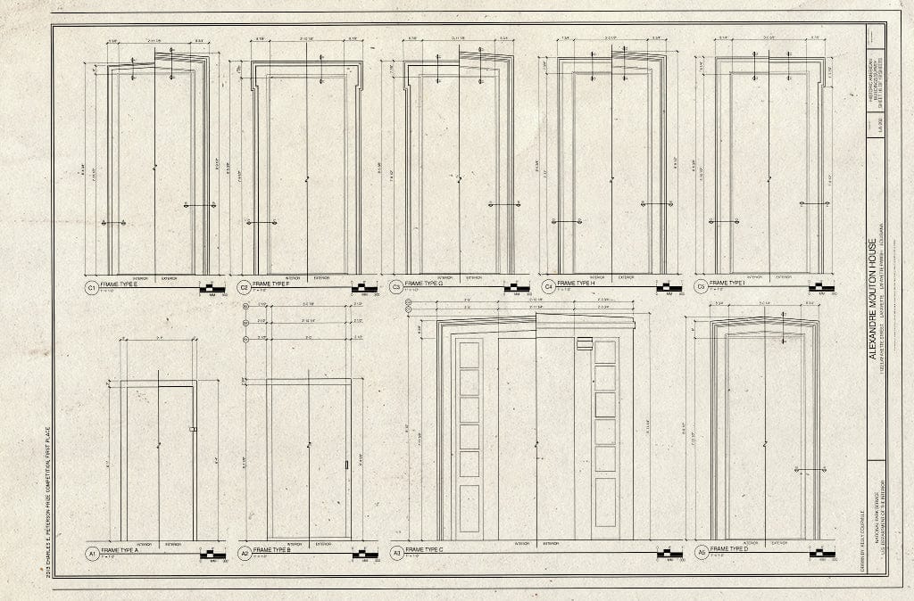 Blueprint Door Details - Alexandre Mouton House, 1122 Lafayette Street ...