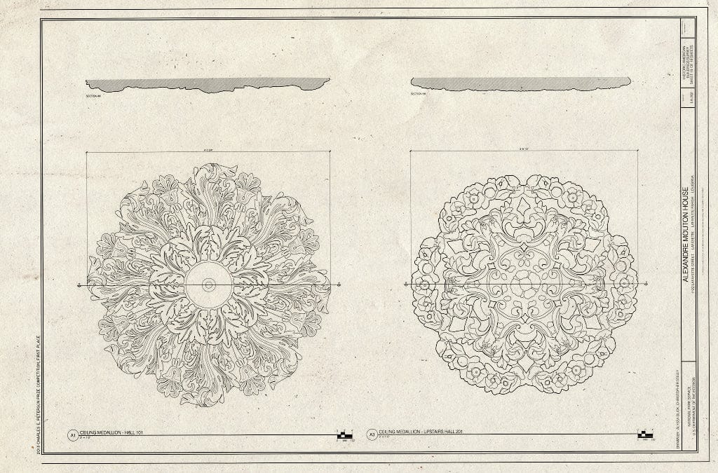 Blueprint Ceiling Medallions - Alexandre Mouton House, 1122 Lafayette ...