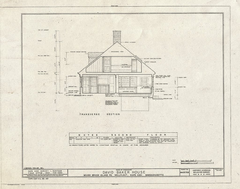 Blueprint 3. Transverse Section - David Baker House, Bound Brook Islan ...