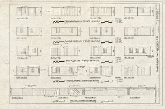 Blueprint 4. Interior elevations - Shaker Church Family Brethren's Sho ...