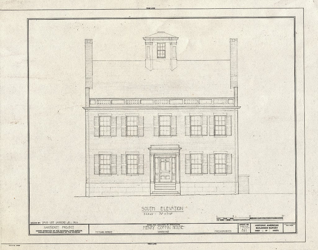 Blueprint HABS Mass,10-NANT,13- (Sheet 6 of 11) - Henry Coffin House ...