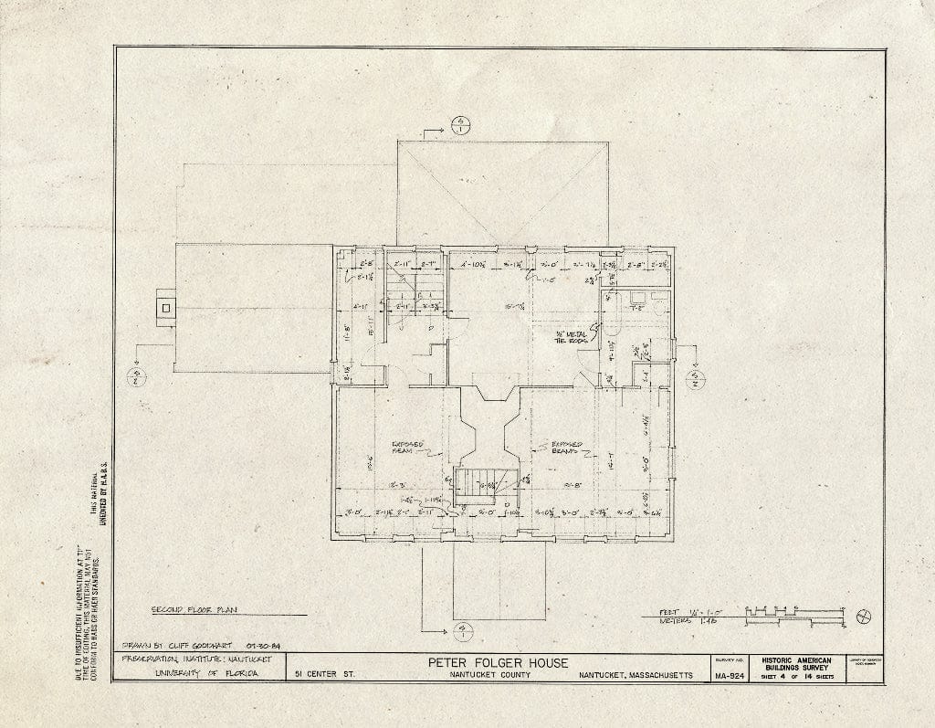 Blueprint HABS Mass,10-NANT,44- (Sheet 4 of 14) - Peter Folger House ...