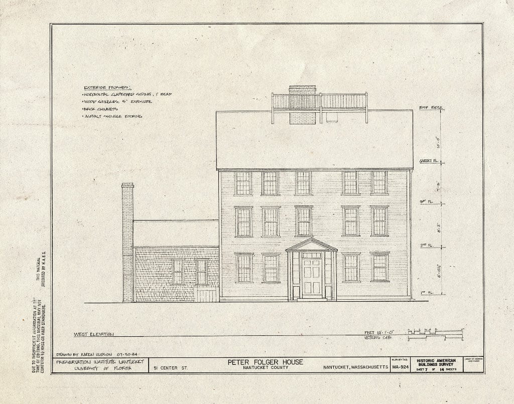 Blueprint HABS Mass,10-NANT,44- (Sheet 7 of 14) - Peter Folger House ...