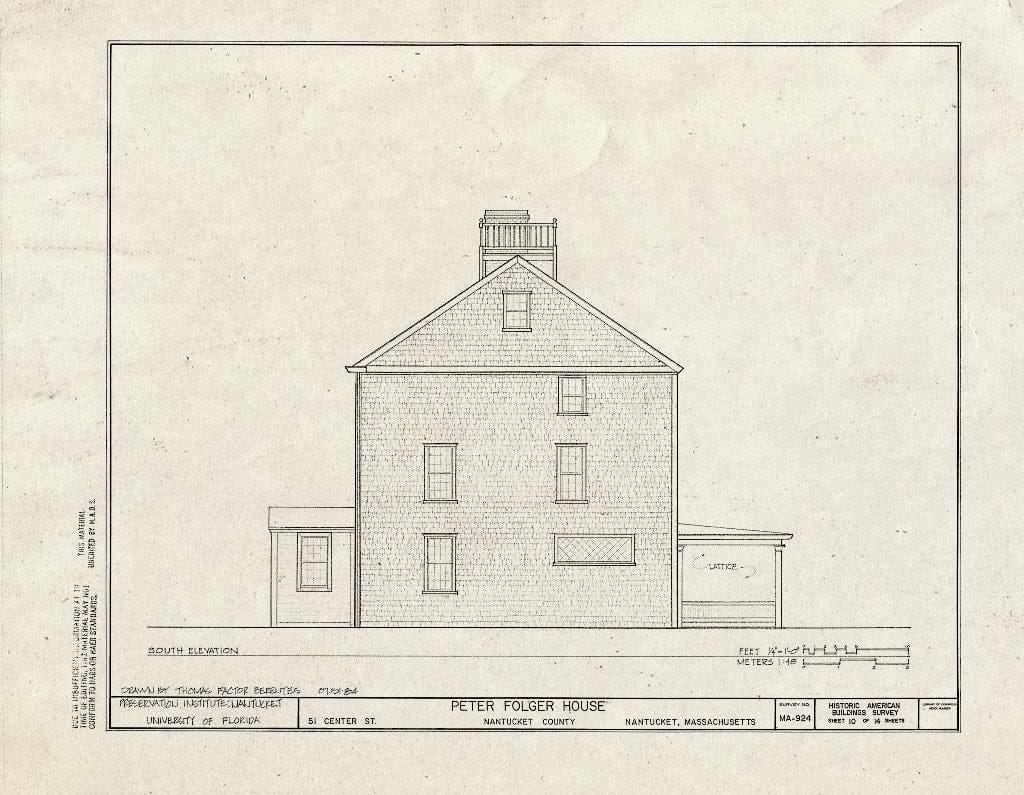 Blueprint HABS Mass,10-NANT,44- (Sheet 10 of 14) - Peter Folger House ...