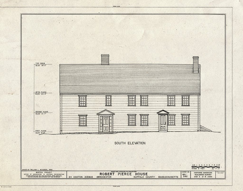 Blueprint HABS Mass,13-DORCH,7- (Sheet 6 of 10) - Robert Pierce House ...