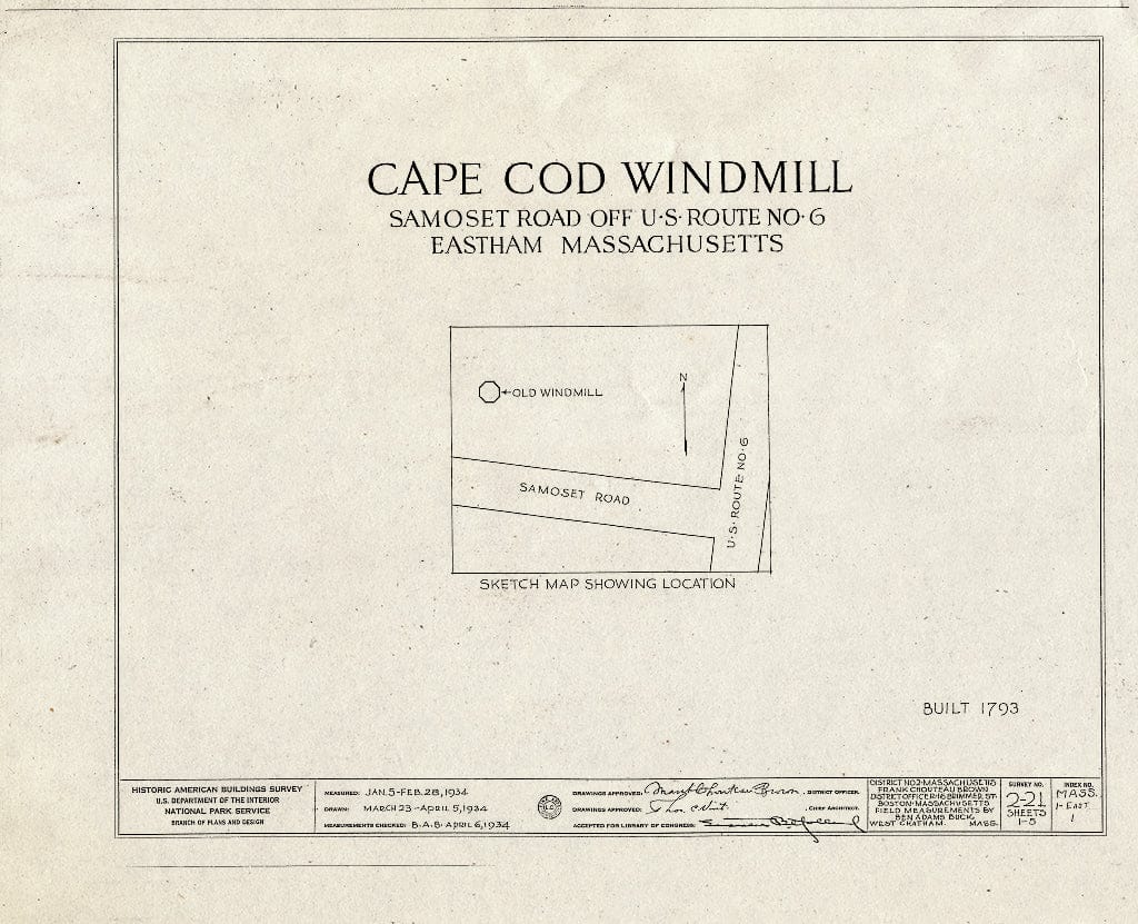 Blueprint HABS Mass,1-East,1- (Sheet 0 of 5) - Cape Cod Windmill, Samo ...