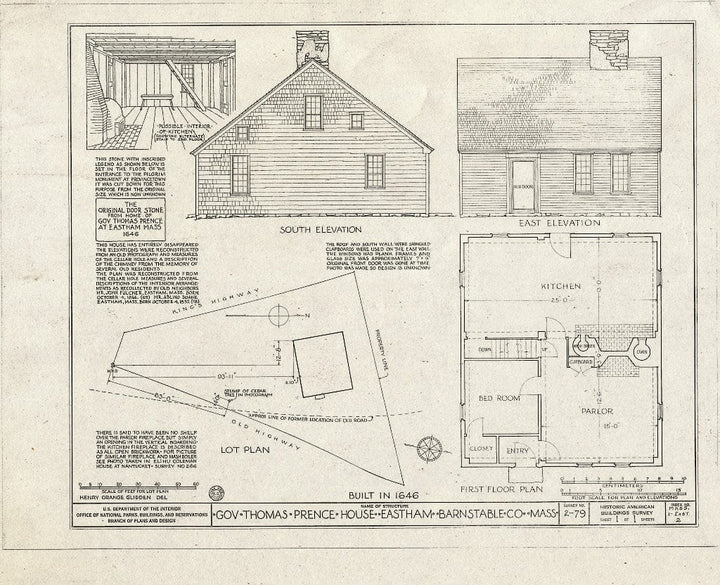 Blueprint HABS Mass,1-East,2- (Sheet 1 of 1) - Governor Thomas Prence ...