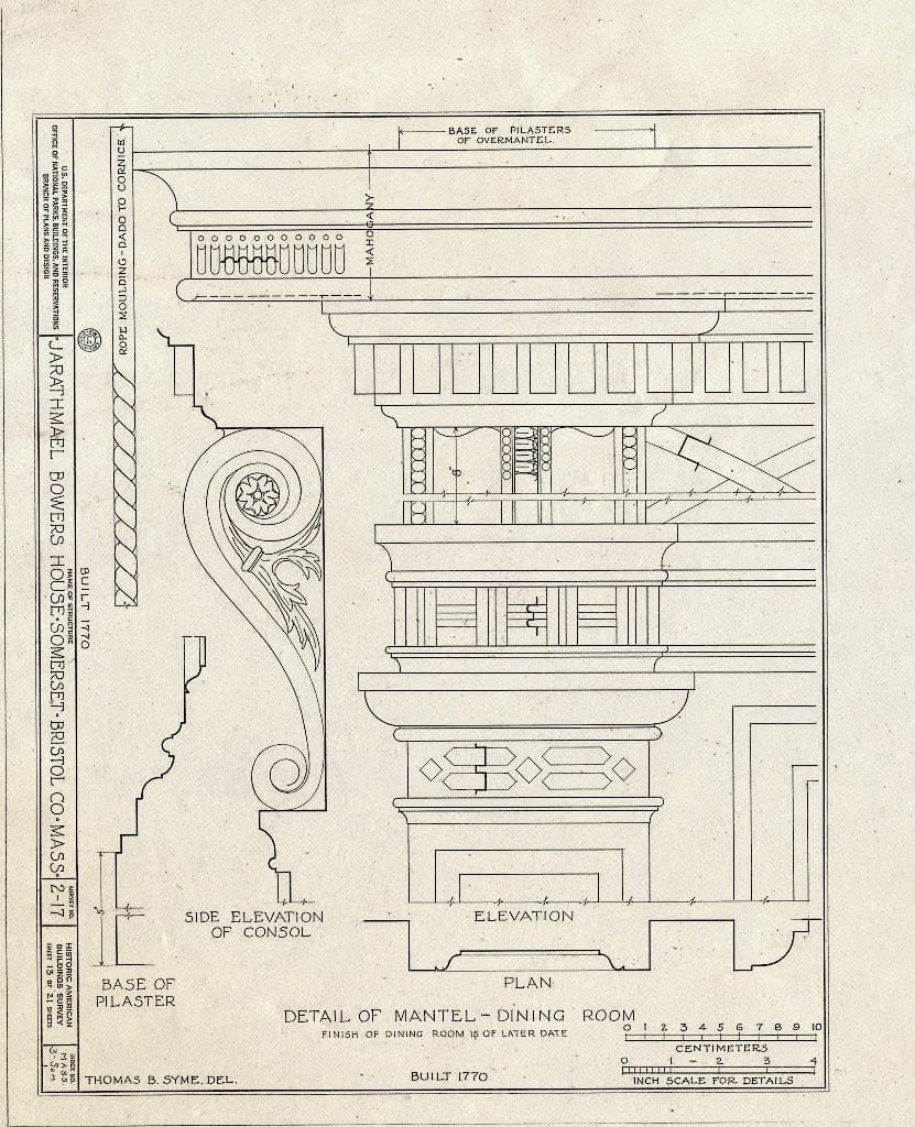 Blueprint HABS Mass,3-SOM,1- (Sheet 13 of 21) - Jarathmael Bowers Hous ...