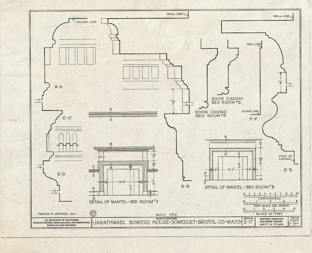 Blueprint HABS Mass,3-SOM,1- (Sheet 21 of 21) - Jarathmael Bowers Hous ...