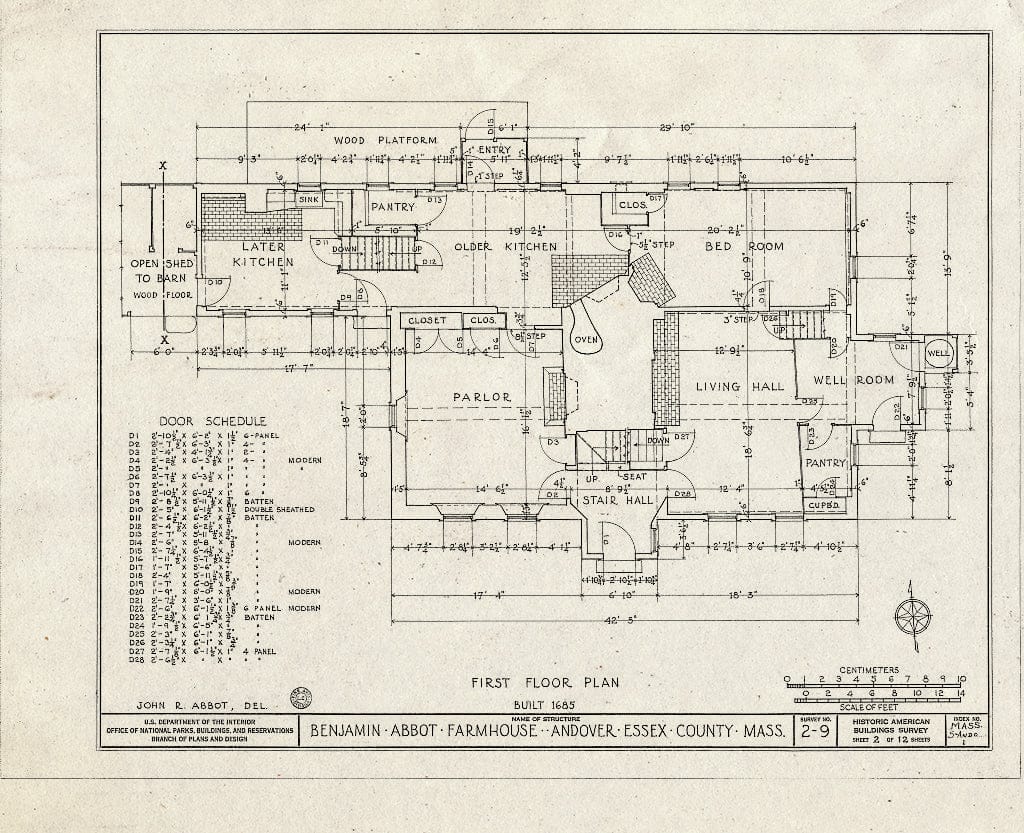 Blueprint HABS Mass,5-Ando,1- (Sheet 2 of 12) - Benjamin Abbott Farmho ...