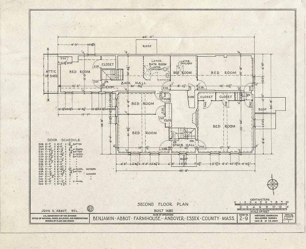 Blueprint HABS Mass,5-Ando,1- (Sheet 3 of 12) - Benjamin Abbott Farmho ...