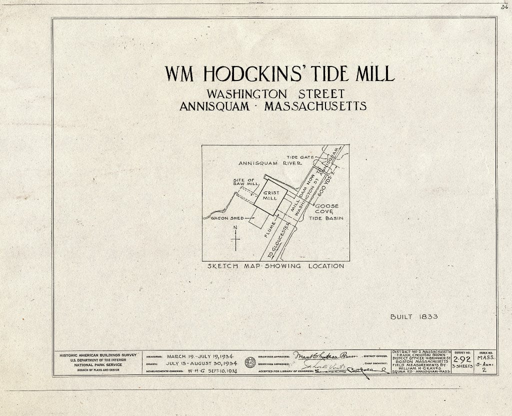 Blueprint HABS Mass,5-ANNI,2- (Sheet 0 of 3) - William Hodgkins Tide M ...