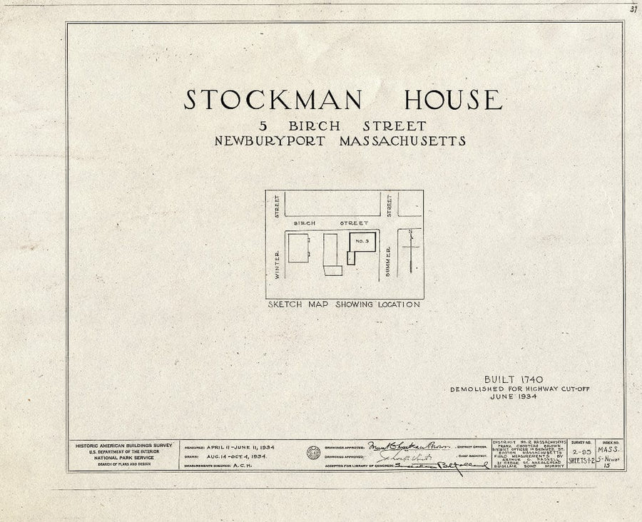 Blueprint HABS Mass,5-NEWBP,15- (Sheet 0 of 2) - Stockman House, 5 Bir ...