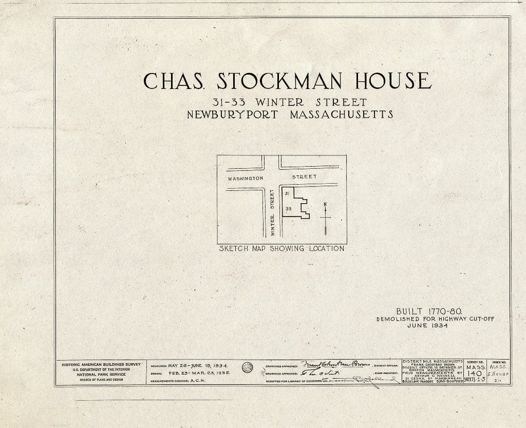 Blueprint HABS Mass,5-NEWBP,21- (Sheet 0 of 5) - Charles Stockman Hous ...