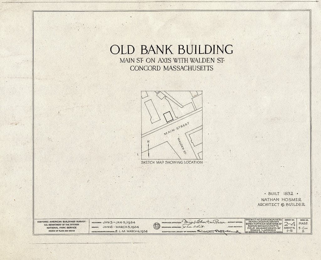 Blueprint HABS Mass,9-CON,8- (Sheet 0 of 5) - Old Bank Building, Main ...