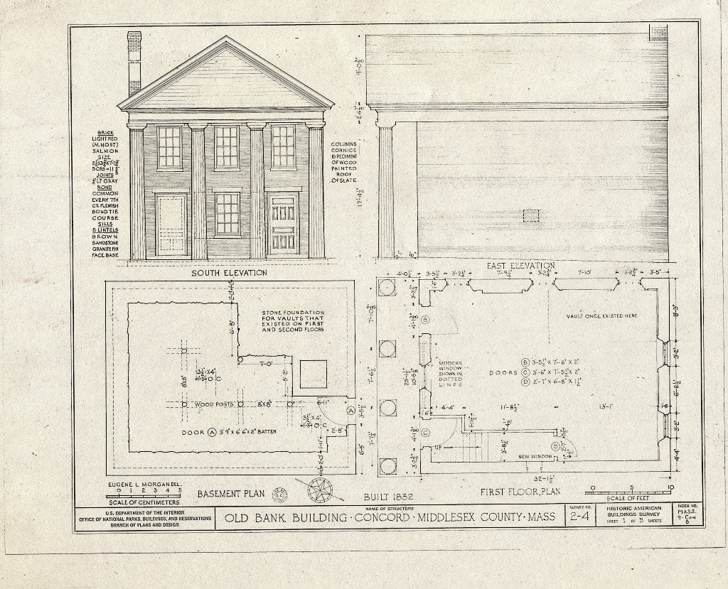 Blueprint HABS Mass,9-CON,8- (Sheet 1 of 5) - Old Bank Building, Main ...