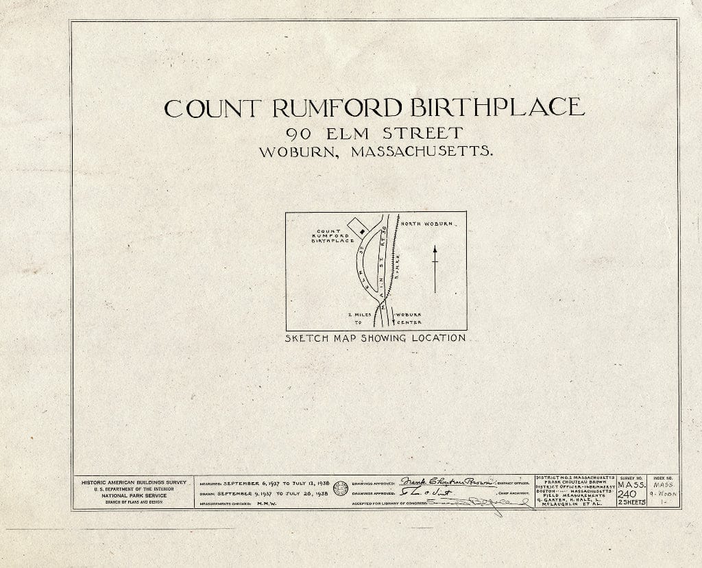 Blueprint HABS Mass,9-WOBN,1- (Sheet 0 of 2) - Count Rumford Birthplac ...