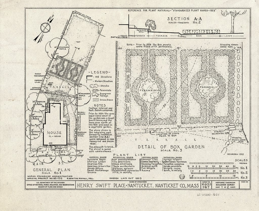 Blueprint HABS Mass,10-NANT,8A- (Sheet 1 of 2) - Henry Swift Place (Ga ...