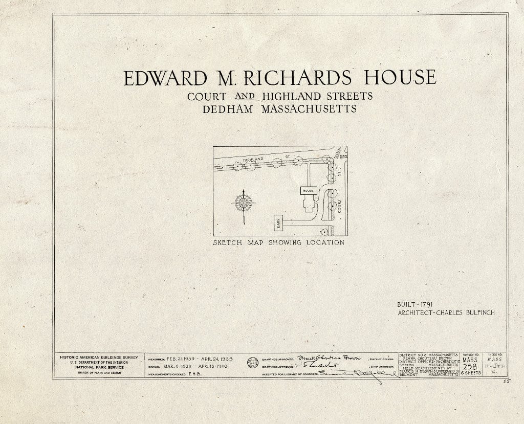 Blueprint HABS Mass,11-DED,4- (Sheet 0 of 6) - Edward M. Richards Hous ...