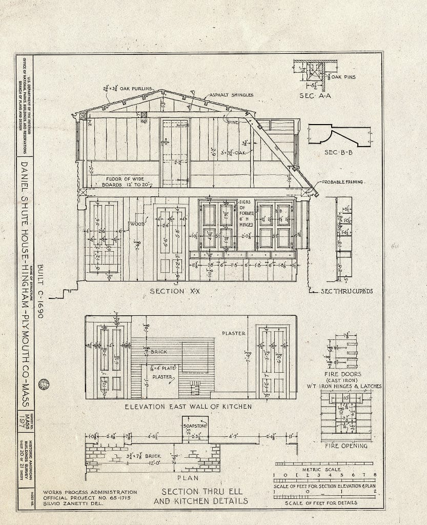 Blueprint HABS Mass,12-Hing,7- (Sheet 20 of 21) - Daniel Shute House ...