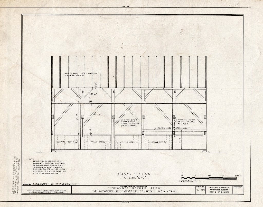 Blueprint HABS NY,56-SHWA,3A- (Sheet 6 of 6) - Johannes Decker Barn, W ...