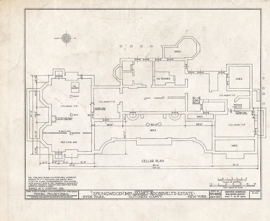 Blueprint HABS NY,14-HYP,5- (Sheet 1 of 35) - Springwood, Hyde Park, D ...
