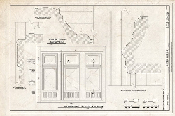 Blueprint Room 804 South Wall Window Elevation and Window Trim and Cas ...