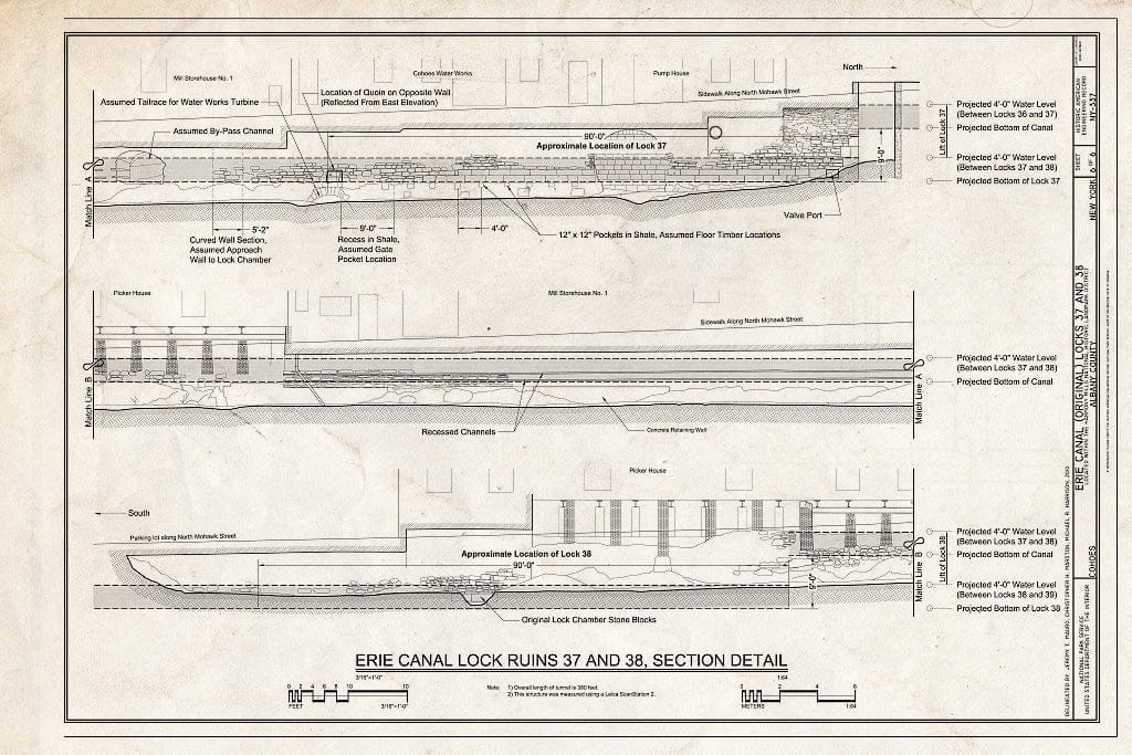 Blueprint Erie Canal Lock Ruins 37 and 38, Section Detail - Erie Canal ...