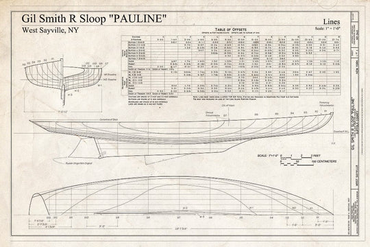 Blueprint Lines - Gil Smith R Sloop Pauline, Long Island Maritime Muse ...